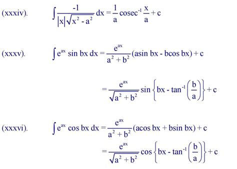 Integration Formula Formula In Maths