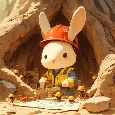 Premium Photo Cute Bunny In Tiny Hard Hat