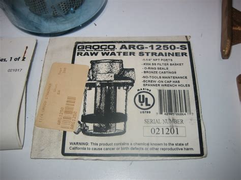 Groco Arg 1250 S Marine Single Sea Water Strainer Assembly Stainless