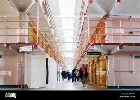 Main Prison Cell Block At Alcatraz San Francisco California Stock