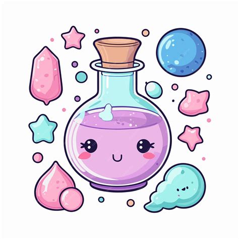 Premium Vector Cute Potion Bottle Cartoon Character Kawaii Illustration