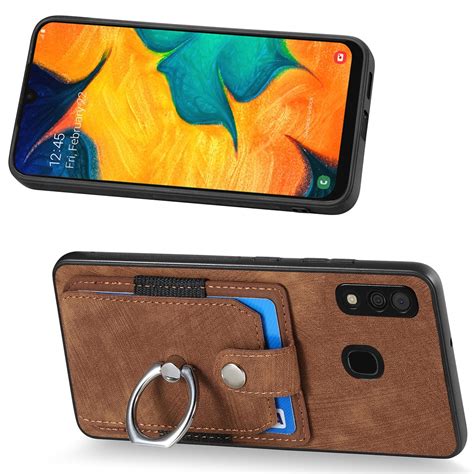 For Samsung Galaxy A30 Retro Skin Feel Ring Card Wallet Phone Case