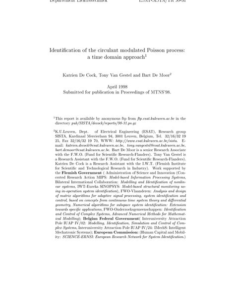 Pdf Identification Of The Circulant Modulated Poisson Process A Time Domain Approach