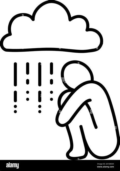 Mental Health Icon Depression Hand Drawn Vector Illustration