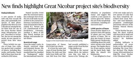 Great Nicobar Project Biodiversity New Findings For Upsc Gs3