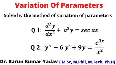 Method Of Variation Of Parametersordinary Differential Equations Of