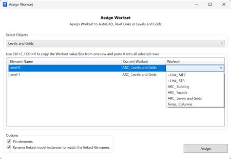 Assign Worksets Learn Annon App