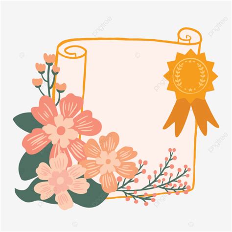 Graduations Day Certificate Sticker Cute Vector Graduation Certificate Flower Png And Vector