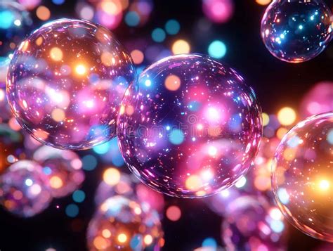 Vibrant Iridescent Spheres Shimmer With Internal Lights Creating A Mesmerizing Abstract