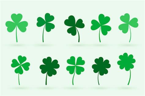 Premium Vector Set Of Ten Clover Leaves In Flat Style