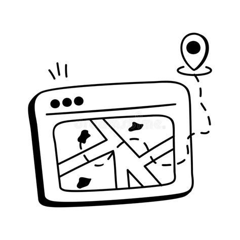Screen Displaying A Map Interface For Web Navigation Stock Vector Illustration Of Drawn Solid