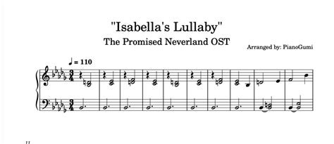The Promised Neverland Ost Isabellas Lullaby Easy Piano Sheet Music