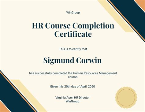 Free Hr Course Completion Certificate Template To Edit Online