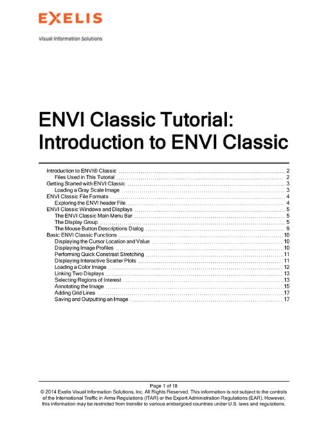 Envi Classic Tutorial