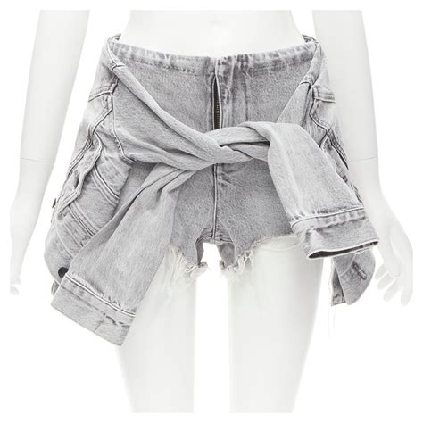 Alexander Wang Bite Crystal C Charm High Rise White Cut Off Denim