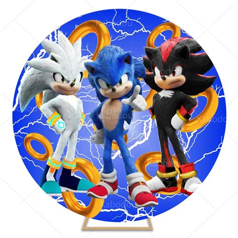 Fondo Azul Redondo De Sonic Decoración Para Fiesta De Cumpleaños De Niños Fondo Para