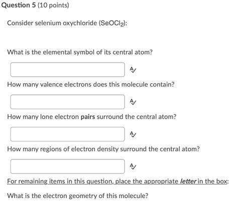 solved question 5 10 points consider selenium oxychloride