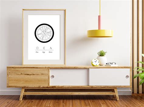 Personalized Big Three Chart Custom Natal Chart Astrology Chart Printable Spiritual Wall Art