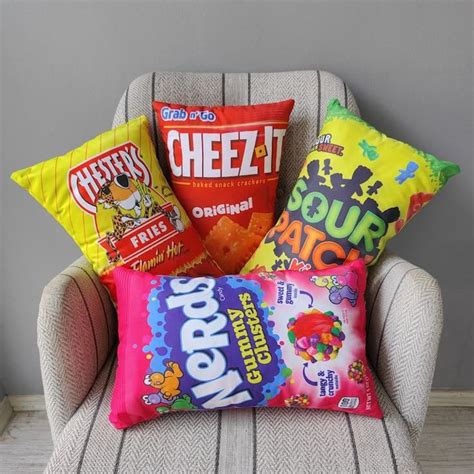 Candyandchips Pillowssour Patchnerdschesters Pillowfunny Novelty Food Pillowfor Cars Pillow