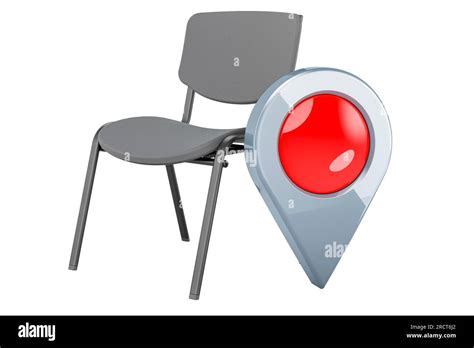 office chair with map pointer 3d rendering isolated on white