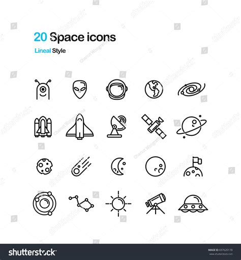 Outer Space Outline Vector Icons Stock Vector Royalty Free 697620178 Shutterstock