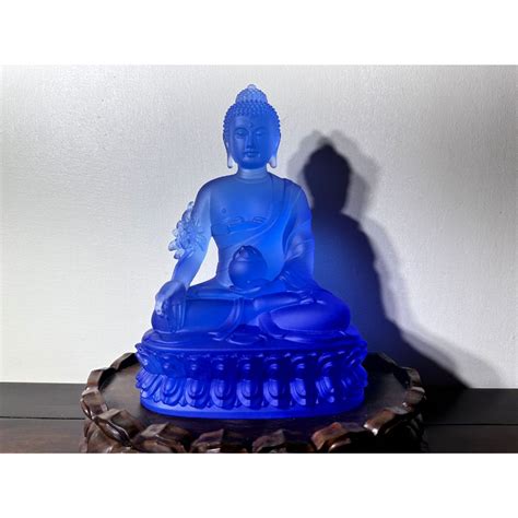 【合雅藝品】藍琉璃【藥師佛】琉璃 藥師琉璃光如來 藥師琉璃光佛 藥師如來 I98 蝦皮購物