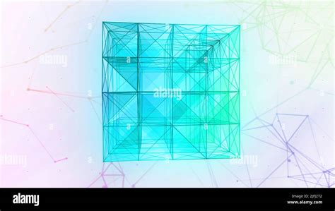 Artificial Intelligence Creating Blue Gradient Plexus Cubic 3d Figure