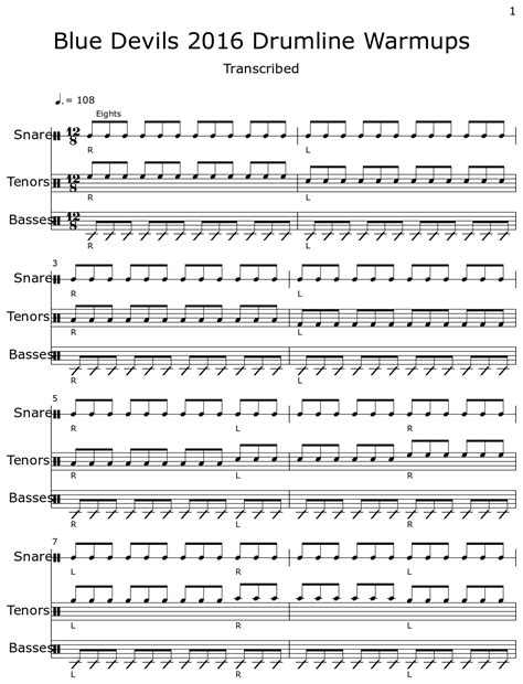 Blue Devils 2016 Drumline Warmups Sheet Music For Marching Snare