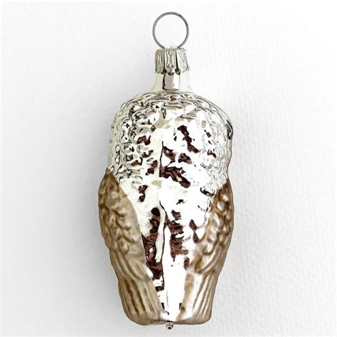 Silver Owl Blown Glass Ornament ~ Germany ~ 2 34 Tall