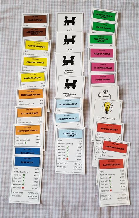 Monopoly Game Property Cards