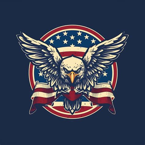 American Bald Eagle Soaring Above Stars And Stripes Stock Illustration