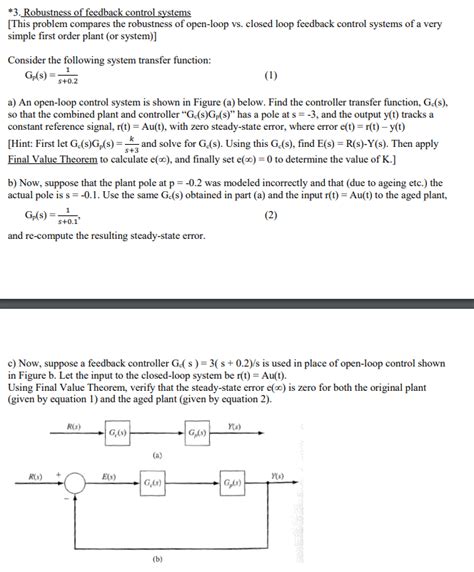 Solved 3 Robustness Of Feedback Control Systems This