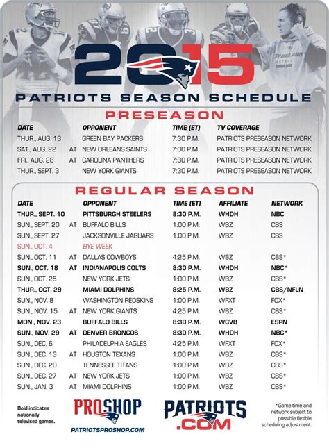 New England Patriots Printable Schedule Prntbl