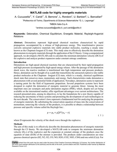 Pdf Matlab Code For Highly Energetic Materials