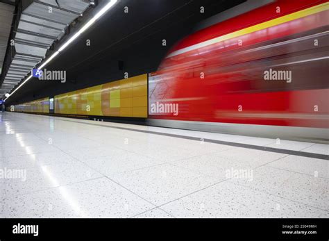 Underground Arriving S Bahn Train Class 420 In Traffic Red Platform