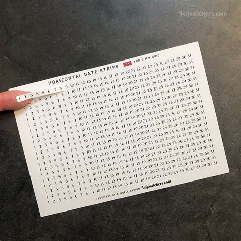 Horizontal Date Strips 04 For 5 Mm Grid Bujostickers