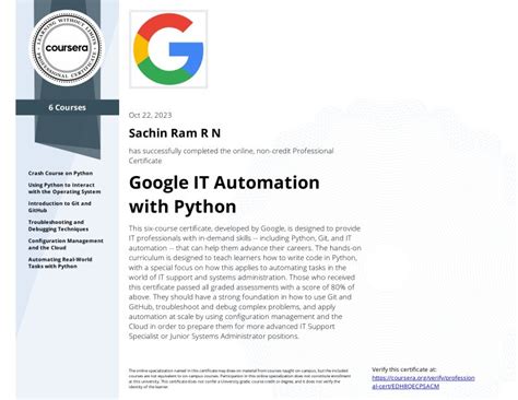 Sachin Ram On Linkedin Itautomation Python Coursera Professionaldevelopment Automationskills