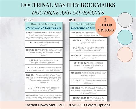 Doctrinal Mastery Doctrine And Covenants Bookmarks Instant Download