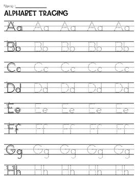 Alphabet Tracing Upper and Lower Case Worksheets by Owl School Studio