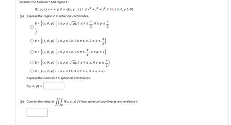 Solved Consider The Function F And Region E