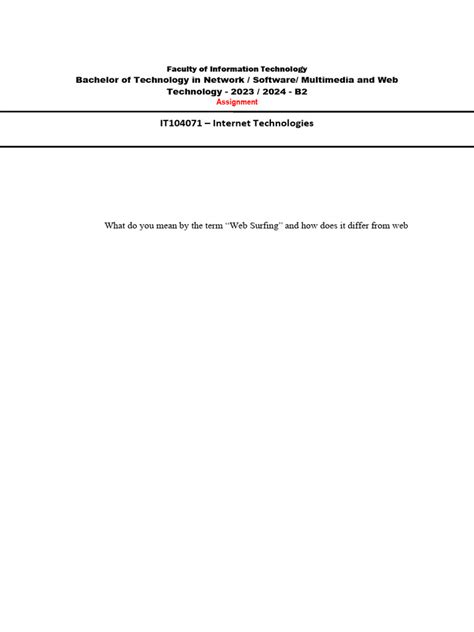 Internet Technologies Assignment Pdf Html Element World Wide Web