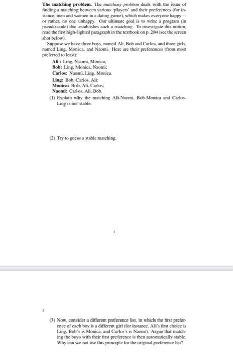 Solved The Matching Problem The Matching Problem Deals With Chegg Com