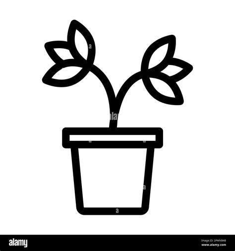 Pot Plant Vector Thick Line Icon For Personal And Commercial Use Stock