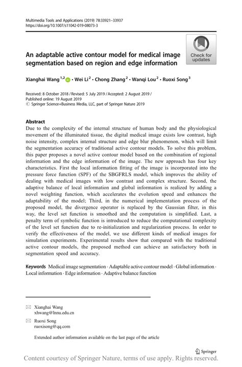 An Adaptable Active Contour Model For Medical Image Segmentation Based On Region And Edge