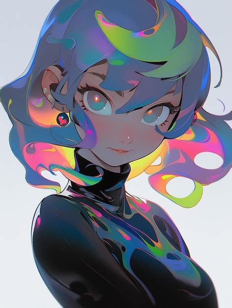 Premium Ai Image Hand Drawn Colorful Cute Girl Psychedelic Anime