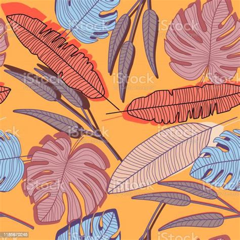 이국적인 정글 식물 원활한 패턴입니다 열대 야자수 잎 패턴입니다 0명에 대한 스톡 벡터 아트 및 기타 이미지 0명 검은색 꽃 식물 Istock