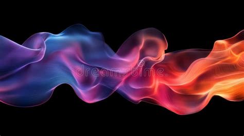 Abstract Colorful Waves Flowing Smoothly Across Black Background Stock