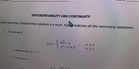 Solved Differentiability And Continuity Neral Direction Handwritten