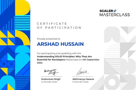 arshad hussain on linkedin certificate understanding solid principles why they are essential