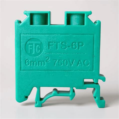 32 Amp 6 Mm² Polymide Terminal Block Green Fts 6pc